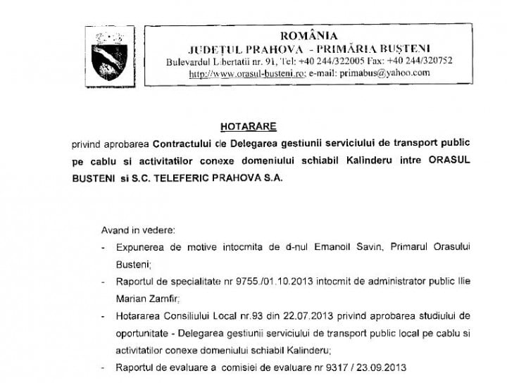 Primăria Buşteni a concesionat telescaunul unei firme controlate de ...