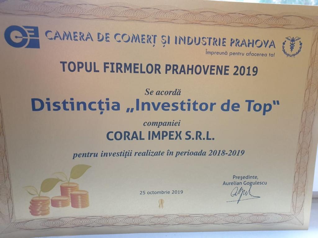 CORAL IMPEX, “INVESTITOR DE TOP” - Observatorul Prahovean