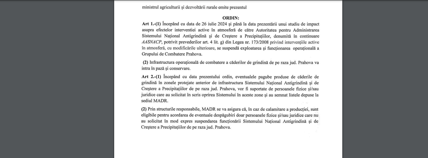 Sistemul antigrindină din Prahova a fost oprit de ministrul ...
